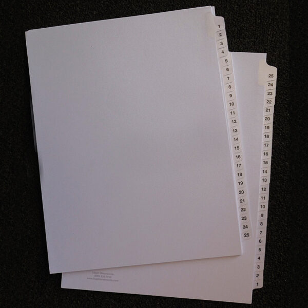 AV – Side Numbered Tabs - Legal Dimensions